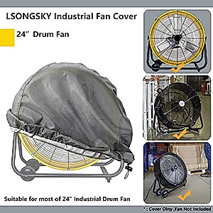 LSongSKY Industrial Fan Cover,Waterproof&Dustproof Cover Suitable for 24" High Velocity Movement Heavy Duty Drum Fan, Heavy Duty Outdoor Floor Fan Cover,Fits up to 29.9 x 8.6 x 29.9 inches,Grey