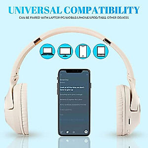 mucro Bluetooth Headphones Over-Ear Wireless & Wired Headphones with Mic Foldable HiFi Stereo On-Ear Headset Deep Bass with Soft Earmuffs for Phone TV PC Online Class Office