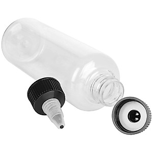 SENENQU 32PCS Round LDPE Plastic Squeeze Bottles Natural Boston Round Bottles Dispensing Bottles with Twist Top Cap for Crafts, Art, Glue and More(4oz, Clear)