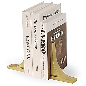 Ambipolar Gold Cast Iron Bookends, Sharp Triangle Theme, Decorative Bookends for Living Room, Office, Desktop, Bookshelves Decor, Bookends for Heavy Books