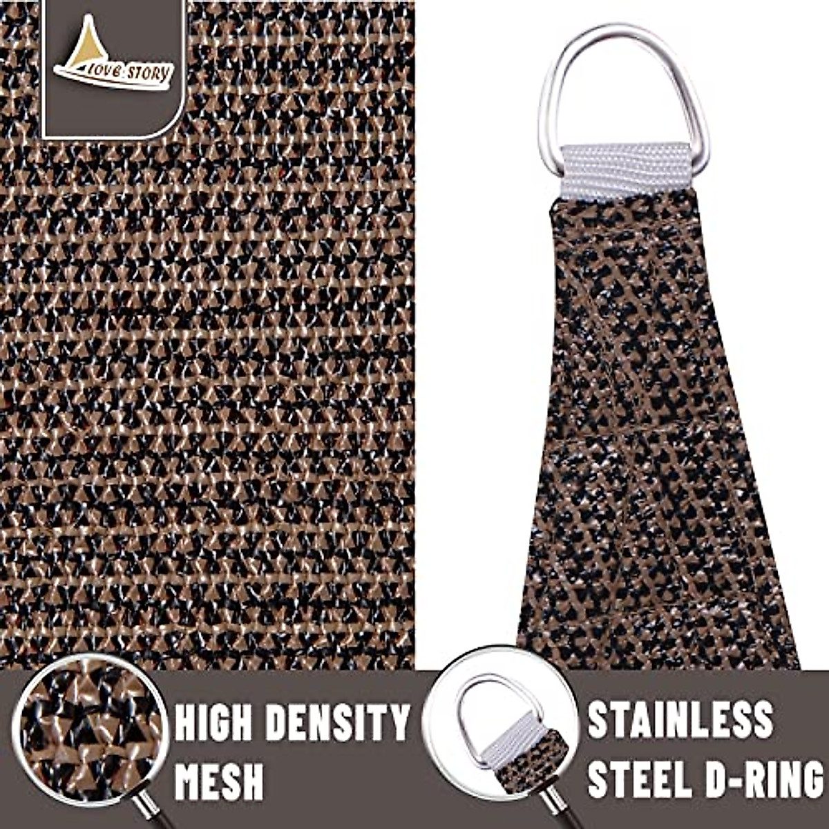 LOVE STORY 6.5' x 10' Rectangle Brown Sun Shade Sail Canopy UV Block Awning for Outdoor Patio Garden Backyard