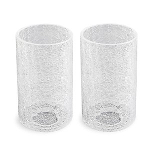 Eumyviv 2 Pack Clear Glass Lamp Shade with Crack Finish, Fixture Replacement Glass Globe or Lampshade with 1-5/8-Inch Fitter Opening A00014
