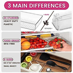 25 PCS Clear Plastic Drawer Organizer Set, Non-Slip/Crack Bathroom Vanity Drawer Organizer Trays Dividers, Versatile Storage Bins for Makeup, Jewelry and Office, Desk, Bathroom, Bedroom, Kitchen