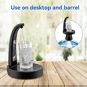 Gravity Sensor Desktop Water Dispenser for 1-5 Gallon Bottle, Drinking Water Table Pump for 5 Gallon Jug, USB Charging Battery Powered Water Dispenser