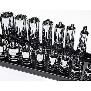 GEARWRENCH 3 Pc. 1/4", 3/8" & 1/2" Drive SAE Socket Storage Tray Set, Black - 83118