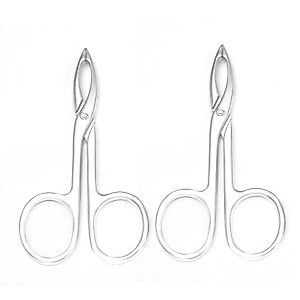 Motanar 2 Pieces Tweezers Scissor Handle Straight Tip Scissor Shaped Eyebrows Tweezers for Hair Plucker Remover Facial Hair Eyebrows Care (Silver)