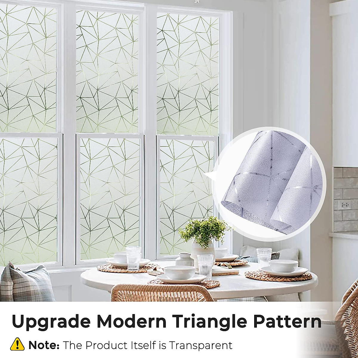 Coavas Window Privacy Film, Frosted Glass Static Cling, Decorative for Bathroom Door Covering, UV Blocking Window Cling, Non-Adhesive Vinyl Sticker, Day and Night Windows Tint for Home,17.5x78.7 inch