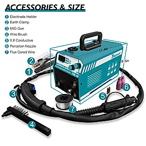 TTAMPLAR 140A MIG Welder Gasless 110V MIG/Stick/Lift TIG Welder 3 in 1 Flux Core Wire Welding Machine No Gas IGBT Inverter (TPM-140)