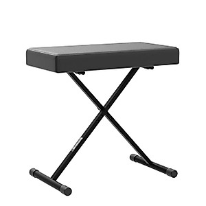 Knox Gear Keyboard Bench - X-Style Height Adjustable Piano Bench - Black Padded Piano Bench Adjustable Cushion - Piano Stool Keyboard Bench Seat for Music Chair Practice, Cello, Harp, Live Performance