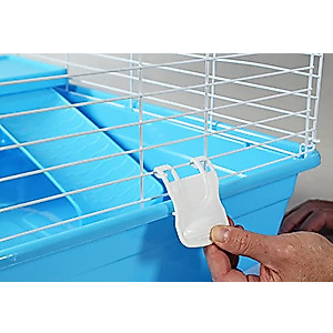 PENN-PLAX Multi-Level Small Animal Cage – Includes Ramp and Elevated Resting Platform – Great for Guinea Pigs, Chinchillas, Ferrets, Rabbits, and More – Blue & White