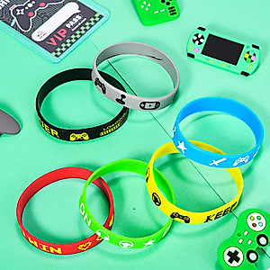Lorfancy 56 Pcs Video Game Party Favors Kids Games Slap Bracelets Silicone Wristbands Girls Boys Video Game Party Supplies Decorations Gifts