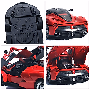 Diecast Toy Car Ferrari Sports Model Car,Zinc Alloy Simulation Casting LaFerrari Pull Back Vehicles,1:32 Scale Supercar Toys with Lights and Sound for Toddlers Kids Children Boys Girls Gift (Red)