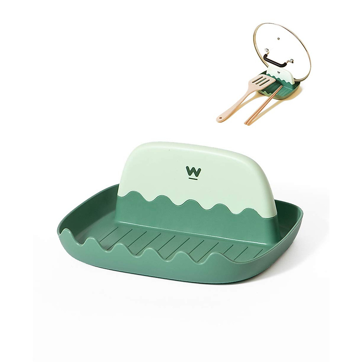 Ledudu A spoon rack for kitchen counter using for spatula spoon rack in kitchen kitchen utensils and Barbecue appliances and pot lid support water dripping protection,Green,17.2*15.5*7.8cm