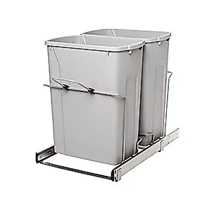 Knape & Vogt RS-PSW15-2-35-R-P in-Cabinet, 18.4 14.25 22-Inch Pull Out Trash Can, Platinum
