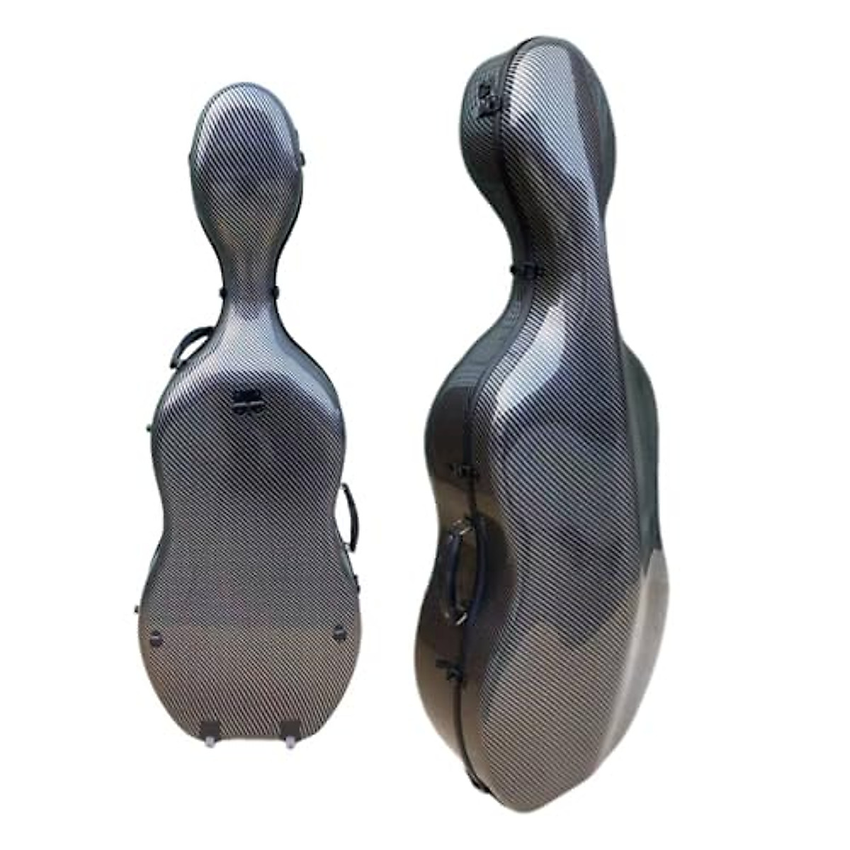 WUQIMUSC Lightweight Carbon Fiber Cello Case 4/4 Full Size, Hard Shell with Wheels, Backpack Straps & Padded Handles, 3.8kg, Durable Stylish Design for Musicians (Black)