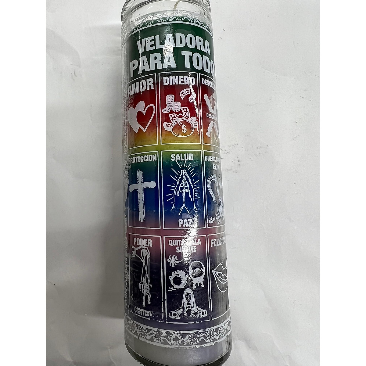 All Purpose 7 Color Unscented Pillar Candle in Glass (Veladora para Toda)
