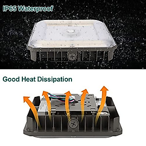 kadision LED Canopy Light 100W (400 MH Equiv.), 10"x10" Square Gas Station Light with Selectable Wattage (100/80/60W) and CCT (5000/4000/3500K), 1-10V Dimmable IP65 Waterproof, ETL Listed