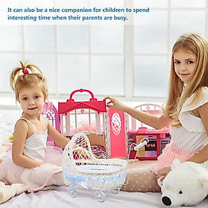 Gadpiparty Rattan Baby Boy Shower Candy Boxes Woven Flower Basket Baby Stroller Shape Wedding Favor Basket Christmas Birthday Treat Box Baptism Basket Boxes Blue