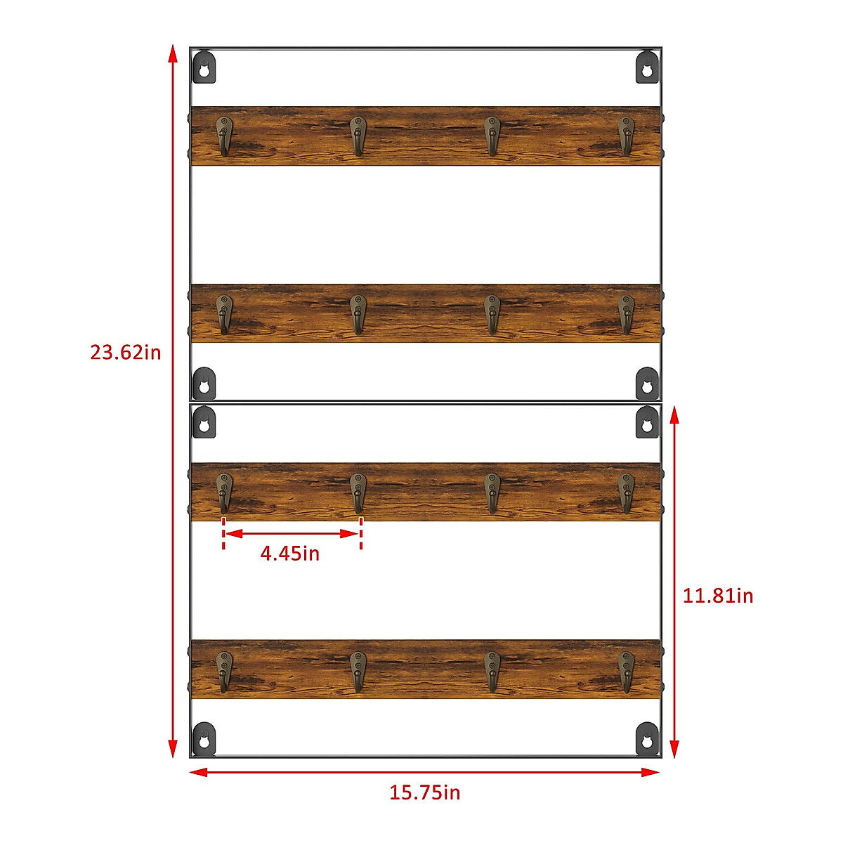 Coffee Mug Holder Wall Mounted - Coffee Cup Holder with 16 Mug Hooks, Rustic Wood Coffee Mug Organizer Hanger Display Shelf for Wall Mount, Coffee Mug Rack for Kitchen, Home, Coffee Bar, Office