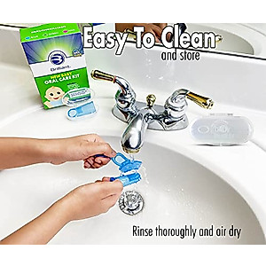 Brilliant Wipe N Brush by Baby Buddy, Silicone Toothbrush, Cleaner for Infants 4-16 Months Old, Use with Dental Wipe, Infant Oral Cleaning Products, Baby Registry Must Haves, Travel Accessories, Blue