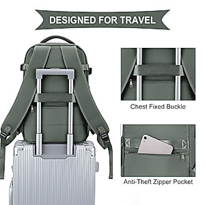 coowoz Large Travel Backpack For Women Men,Carry On Backpack,Hiking Backpack Waterproof Outdoor Sports Rucksack Casual Daypack Travel Essentials（Olive Green Minimalist）