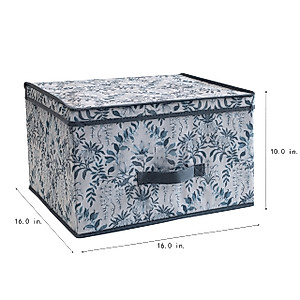 Laura Ashley Non-Woven Jumbo Storage Box | Dimensions: 16"x 16"x 10" | Foldable | Closet Organization | Parterre