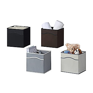 SunnyPoint Classic Collapsible, Foldable Storage Fabric Cube Organizer Bin - Pack of 6 (CREAM)