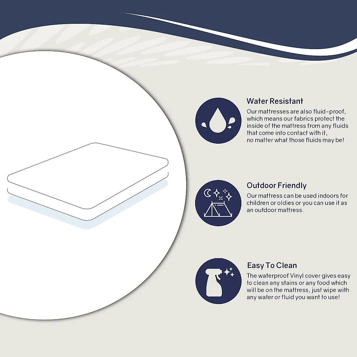 Mayton, 5-Inch Medium Firm Water-Resistance Foam Vinyl Mattress, Easy to Clean, Comfortable & Noise Free, Full