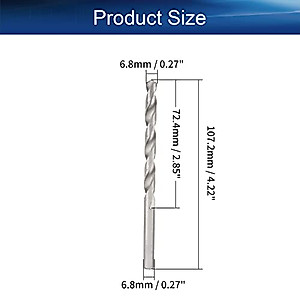 Auniwaig 6.8mm Twist Drill Bit HSS-4241 Straight Shank Drilling Twist Drill Bit for Metal, Wood, Steel, Aluminum Alloy, Manual Work DIY Silver 5Pcs