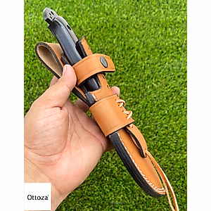 Ottoza Handmade Leather Knife Sheath SIDE DRAW Knife Sheath - Bushcraft Knife Sheath - Hunting Knife Sheath - Survival Knife Sheath - Vertical Knife Sheath Brown TOP GRAIN LEATHER No:334
