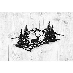 Mule Deer Mountain Scene | Laser Cut Metal Wall Art Sign for Home, Cabin, and Garage Decor | High Country Décor