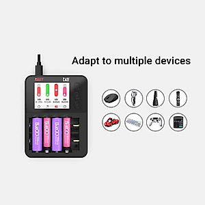 ISDT C4 EVO AAA Universal Battery Balance Charger, 6-Bay Smart Battery Charger with Type-C QC3.0 Output for AA Li-ion Rechargeable Batteries - Household Battery re-charger With Display Screen (C4 EVO)