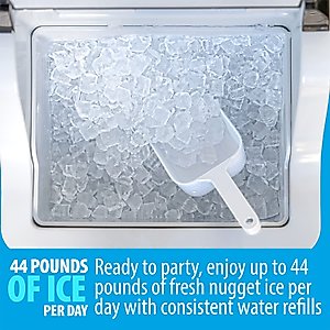 Deco Chef 44LB Countertop Nugget Ice Maker with 2.6LB Auto-Renew Basket and Automatic Cleaning, 1.8LB per Hour, First Batch in 10 Minutes, Stainless Steel