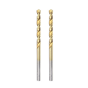 uxcell High Speed Steel Straight Shank Twist Drill Bit Fully Ground Titanium Coated 3.4mm Drill Diameter 70mm Total Length 33mm Drill Bit Length 2 Pcs