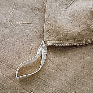 LOVQUE 100% Washed Cotton Duvet Cover Queen Size, Beige Fade-Resistant Linen Like Natural Bedding Set (No Comforter), 90x90 Inches