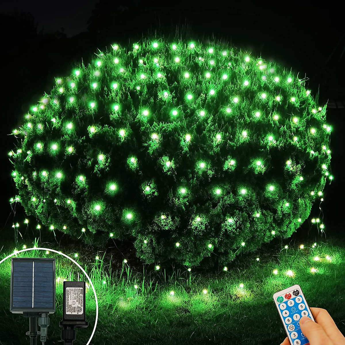 OYCBUZO 300 LED Green Net Lights Outdoor Decor, 14.8ft x 5ft Green Mesh Lights String Lights, 8 Modes Fairy Lights Waterproof for Bushes Yard Garden Wedding Holiday Party