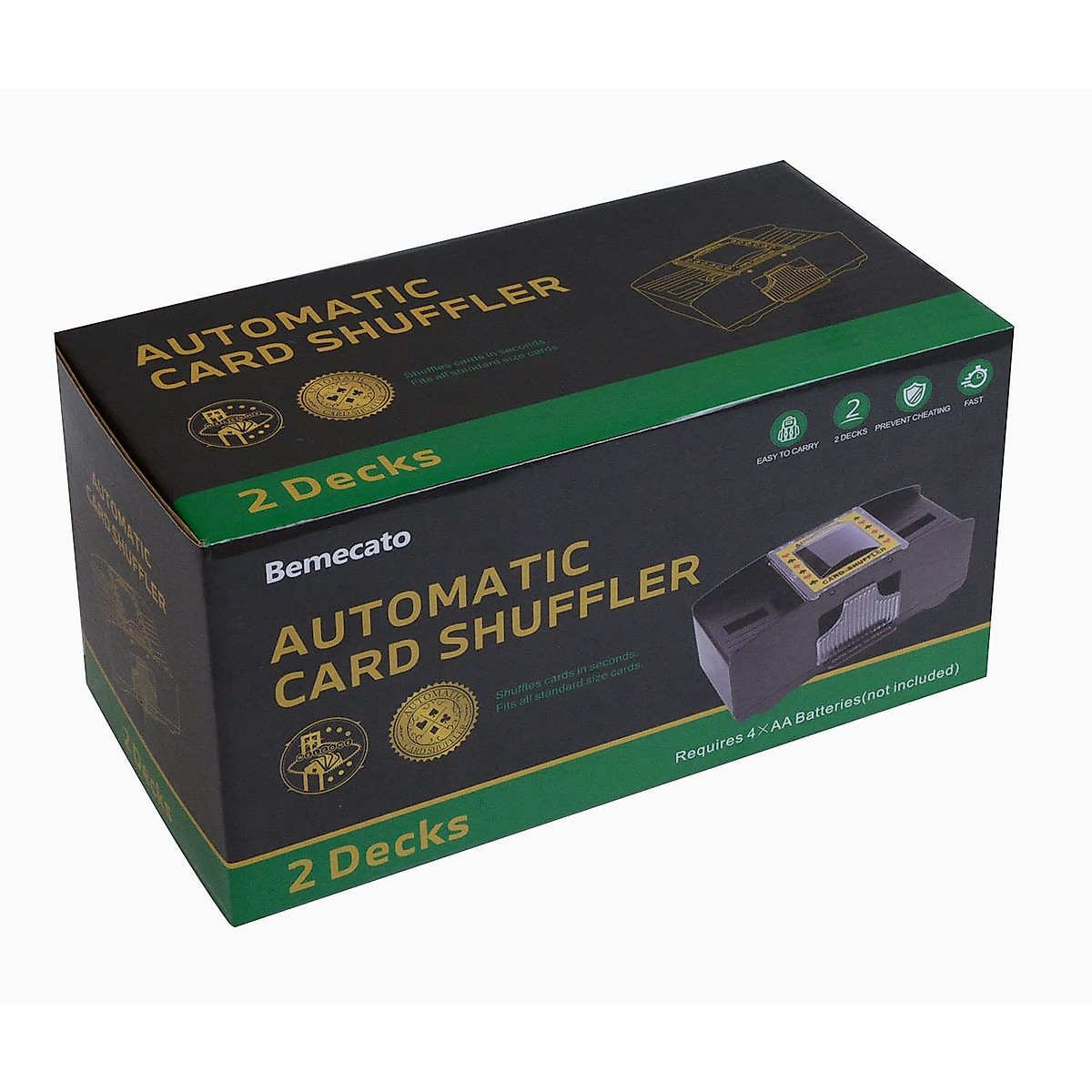 Bemecato Card Shuffler 1-2 Deck, Automatic Electric Playing Card Shuffler, Battery Operated Poker UNO Shuffling Machine, for Family Party Games