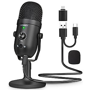 Podcast Microphone for Phone, MTPHOEY Professional USB Microphone forTikTok/PC/Pad/PS4/i*O*S/Android,Computer Mic with Noise Cancelling,Asmr Microphone Plug and Play for Streaming,Podcast,Gaming