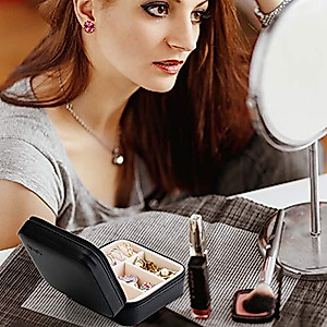 A&A Travel Jewelry Organizer Box - Portable Jewelry Storage Case Black