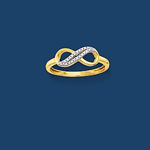 Ross-Simons 14kt Yellow Gold Infinity Symbol Ring With Diamond Accents. Size 7