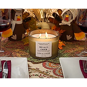 Mulled Cider Candle | Fall Candles | Luxury Soy & Beeswax Candles for Home | 16 oz. Large Jar 3 Wick Candle | Apple Cider Candle | Thanksgiving Candle | Autumn Candles