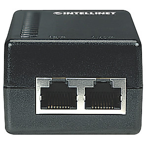 Intellinet PoE Injector - Converts Non-PoE to PoE Connections - Use CAT5 Ethernet Cable with RJ45 to Provide Both Power and Data – Supplies 15.4W up to 100 M (328 ft) Black 524179