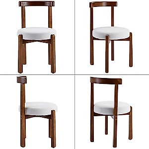 Ya-Home Dining Chairs Set of 2, Comfy Mid-Century Dining Room Chairs Upholstered Linen Fabric Side Chair with Wooden Legs Backrest for Dining Room Living Room, Beige