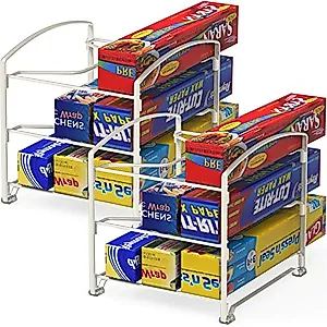 SimpleHouseware Kitchen Box Organizer Wrap Rack Foil Holder, White, Set of 2