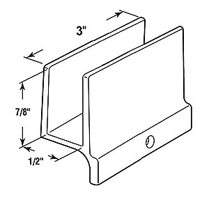 Gordon Glass® Sliding Shower Door Bottom Guide 1/2" Wide x 3" Long