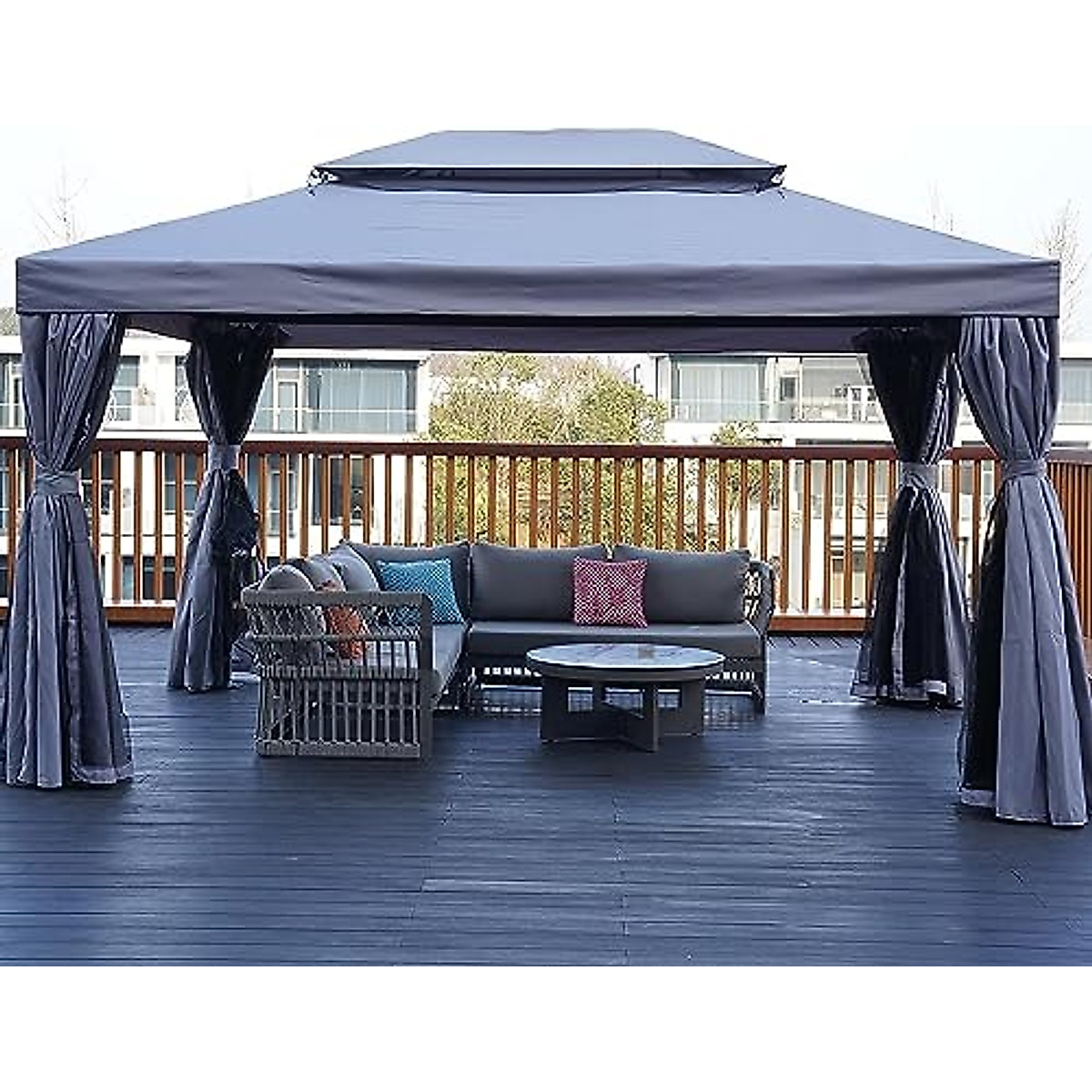 Yangming Gazebo 10X13ft Outdoor Gazebos Clearance with Mosquito Netting and Curtains for Patio, Backyard, Lawn, Garden, Deck, Gray