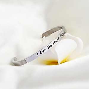 MAOFAED I can do hard things Cuff Bracelet Inspiration Jewelry Goddaughter gifts (Silver)