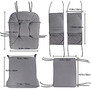 Osunnus 5PCS Rocking Chair Cushion Set Velvet Glider Rocker Replacement Cushions with Storage for Nursery Glider Rocking Chair, Gray
