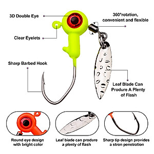 Soft Lure Jig Heads Kit - Swimbait Paddle Tail Soft Plastic Shad Lure Crappie Jigs Heads Fishing Jigs with Willow Blade for Freshwater Saltwater Bass Fishing - 1/10oz 25pcs Jig + 50pcs Soft Baits Set