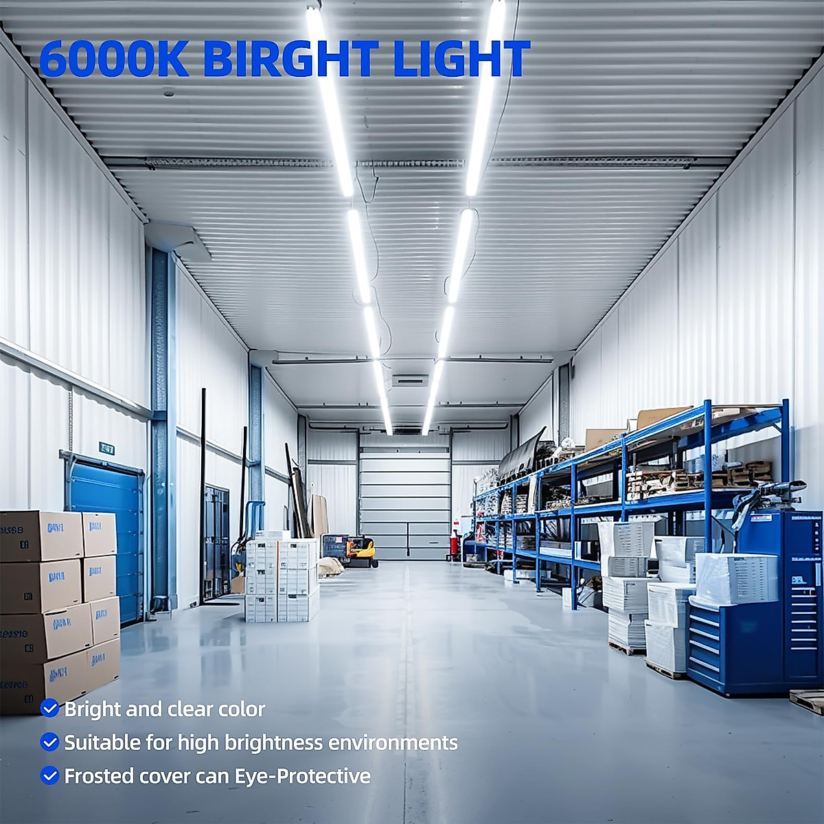 Barrina 4FT LED T8 Type B Light Tube, 24W, 3100LM, 6000K Bright Light, Ballast Bypass, 4 Foot T8 Fluorescent Replacement Tube, Dual-End Powered, T8 T10 T12 LED Replacement, Frosted Cover, 16 Packs